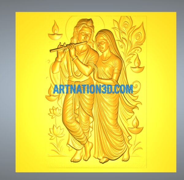 Radha Krishna 3D Model | CNC STL Design for Temple & Wall Panel Carving ...