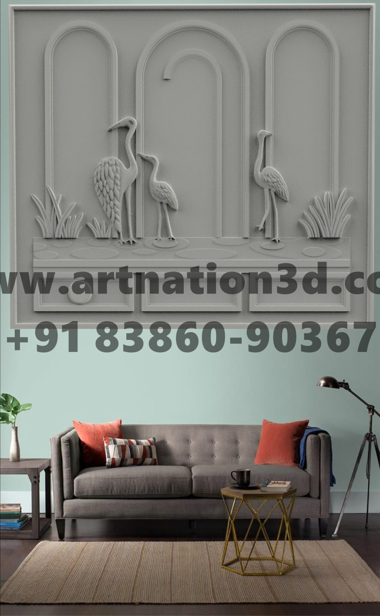 Crane Bird Wall Panel 3D Relief Model | Nature Scene CNC Design | STL ...